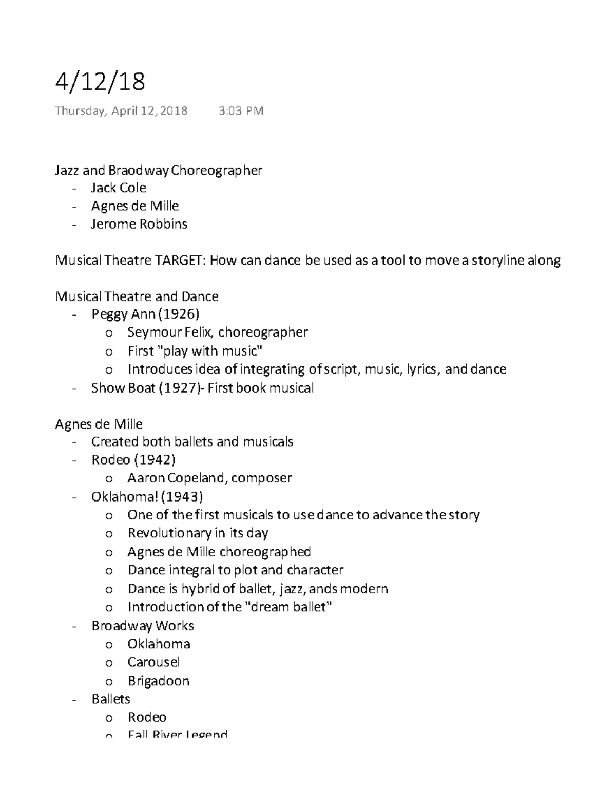 41218 - Lecture notes Nineteenth Lecture - Jazz and Braodway ...