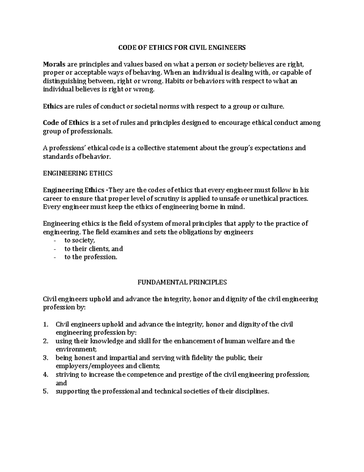 CODE-OF- Ethics-FOR- Civil- Engineers - CODE OF ETHICS FOR CIVIL ...