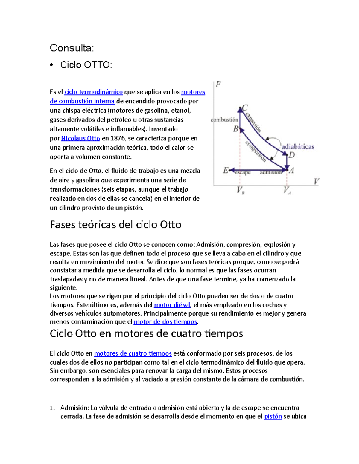Consulta Ciclos - Consulta: Ciclo OTTO: Es el ciclo termodinámico que ...