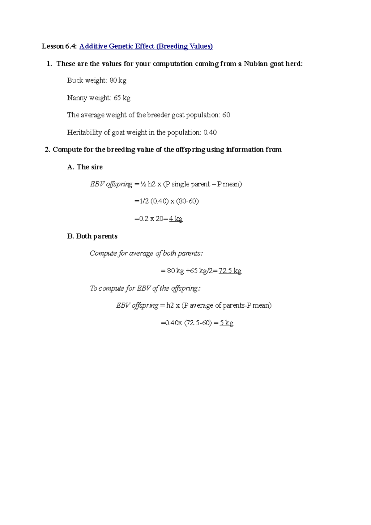 VZoo103-Additive Genetic Effect (Breeding Values) - Zoonoses - Studocu