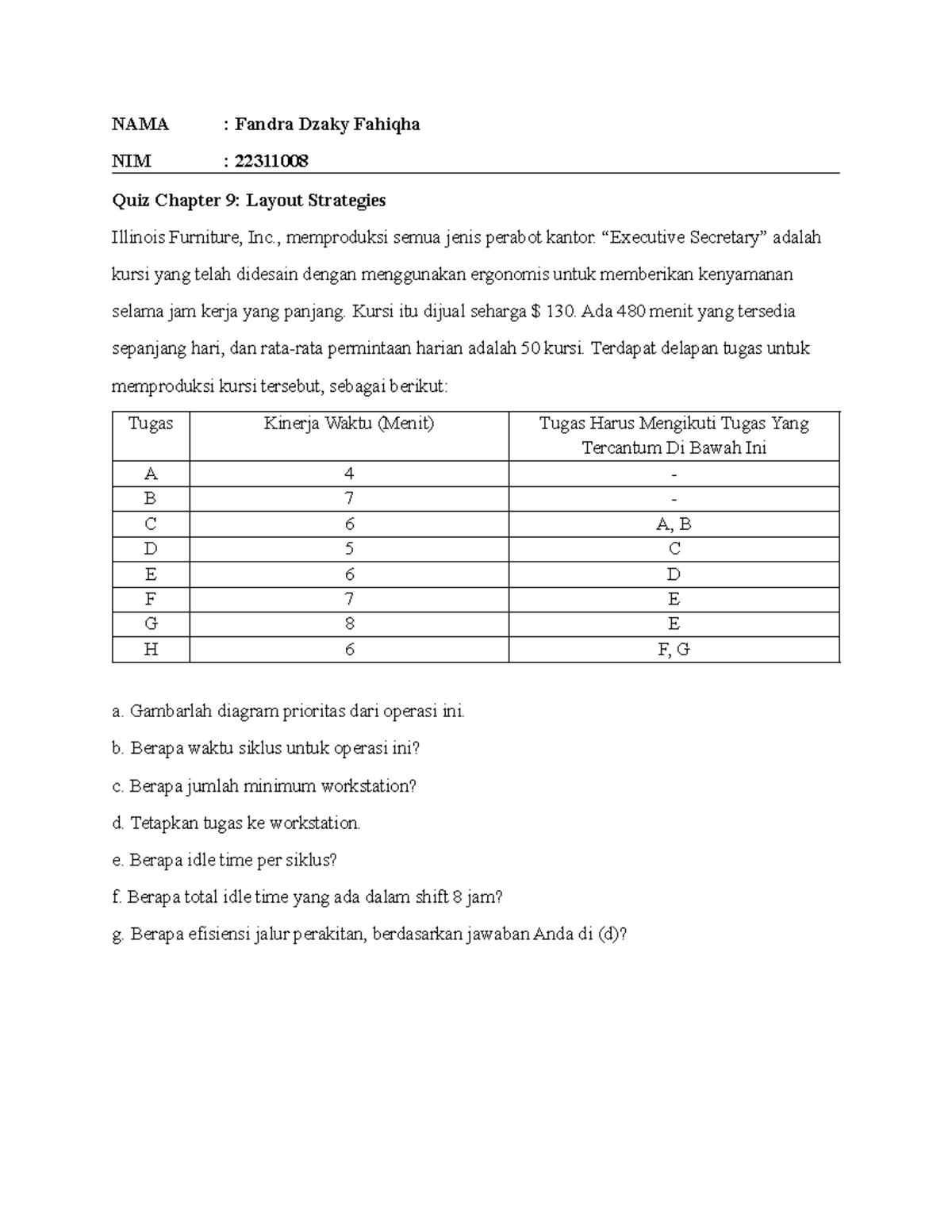 Quiz Chapter 9 Layout Strategies - NAMA : Fandra Dzaky Fahiqha NIM ...