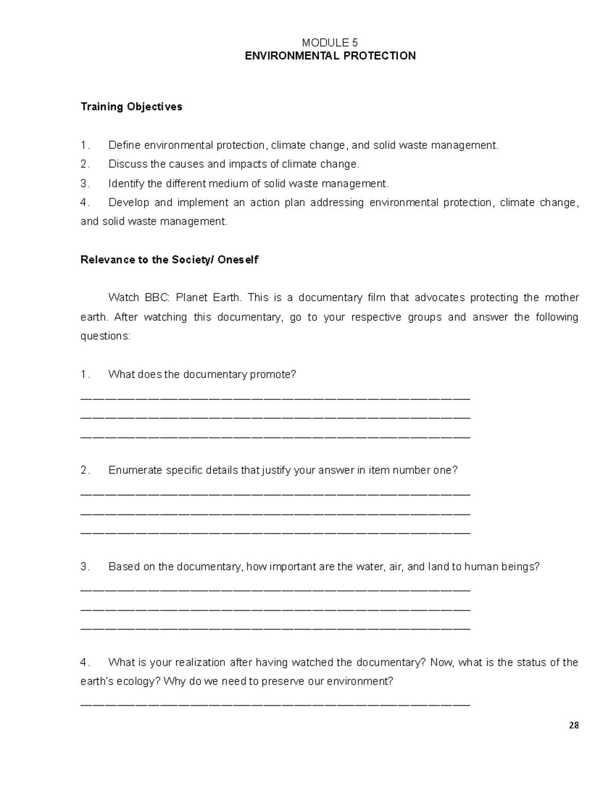 Module 5 Environmental Protection - MODULE 5 ENVIRONMENTAL PROTECTION ...