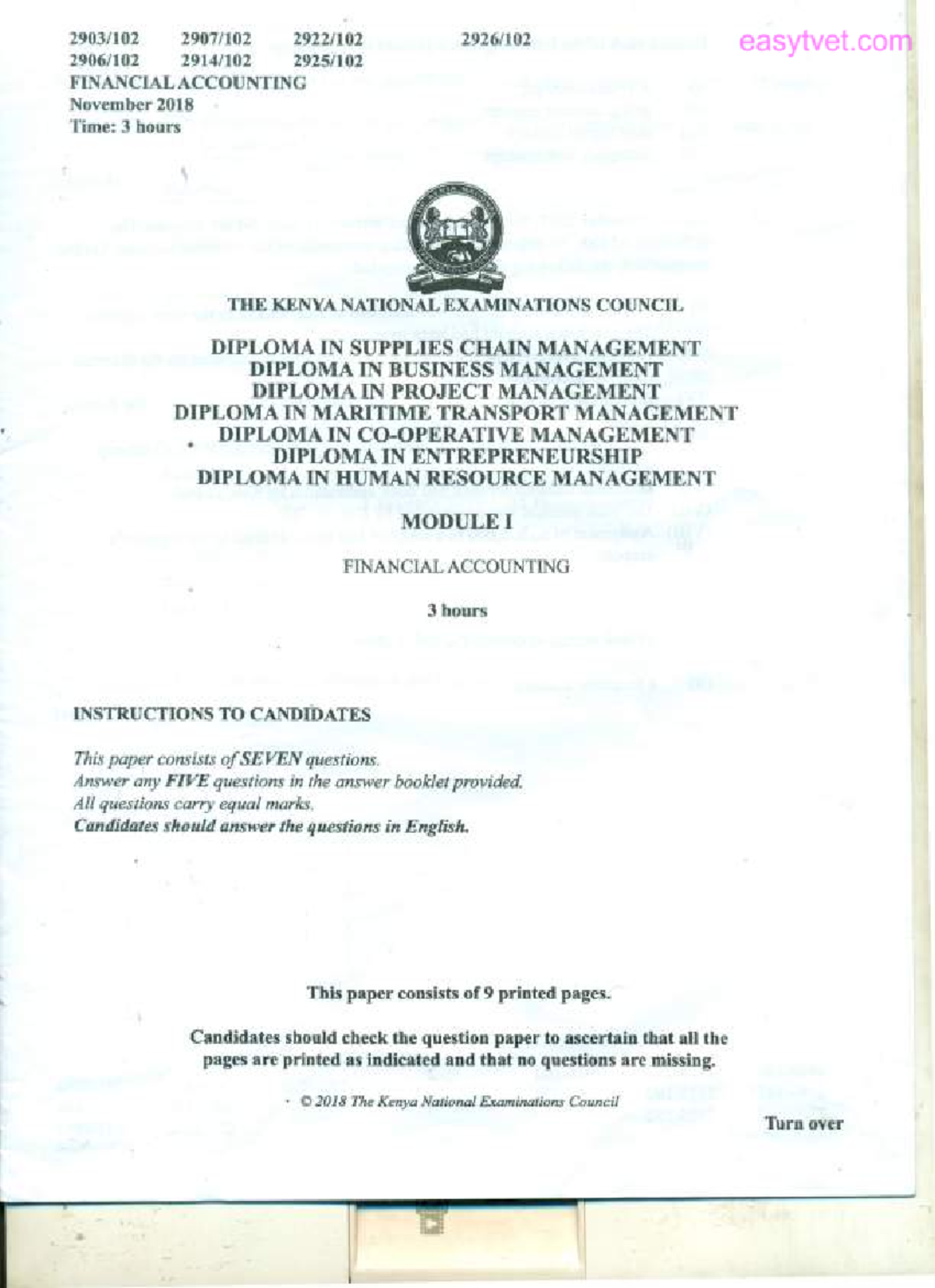 2018 nov - Lecture notes - easytvet FINANCIAL ACCOUNTING November 2018 ...