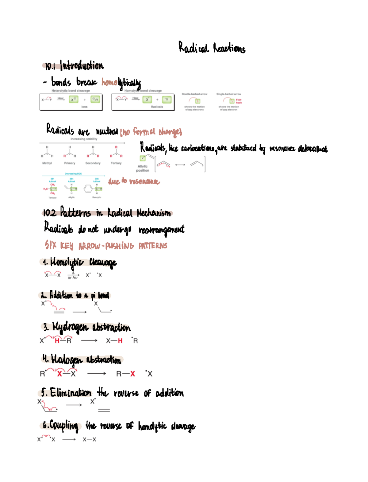 Chapter 10 - Ch 10 - RadicalReactions 10 Introduction bonds break ...