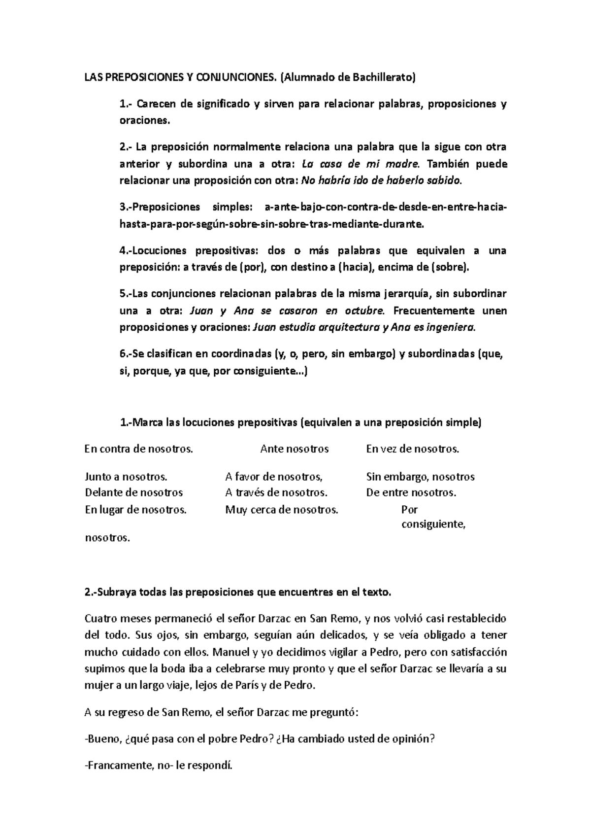 8.- Preposiciones Y Conjunciones. Ejercicios Alumnado - LAS ...