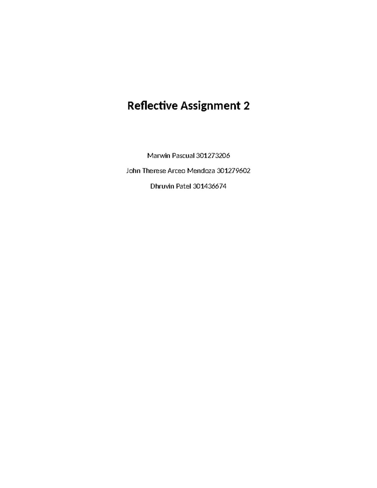 GNED Reflective assignment 2 - Reflective Assignment Marwin Pascual John Therese Arceo Mendoza ...