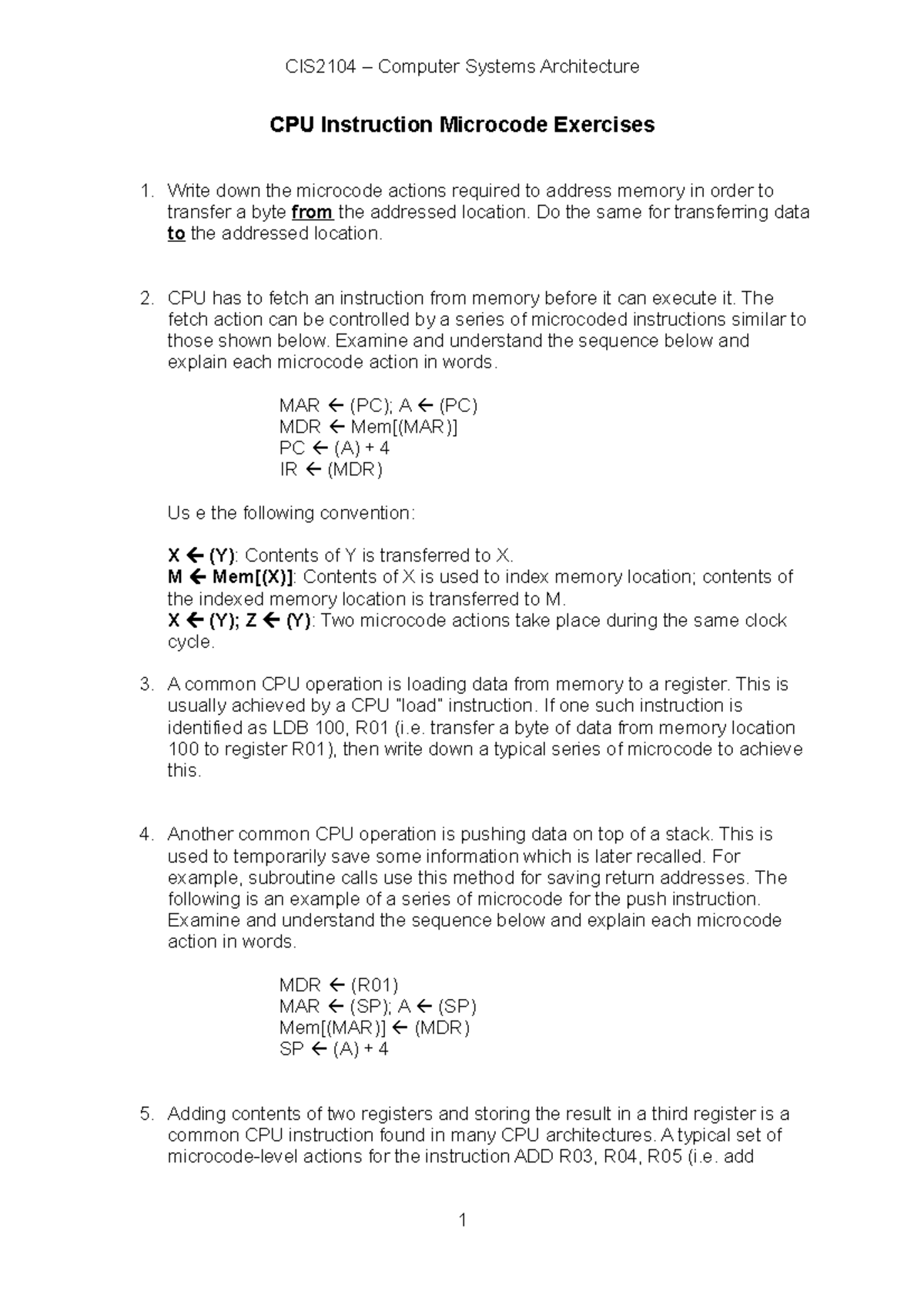 E07 CPU Instruction Microcode Tutorial - CIS2104 – Computer Systems ...