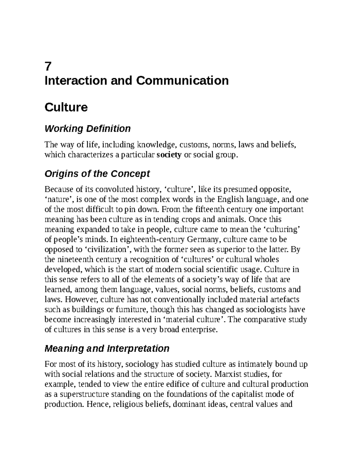 Essential Concepts in Sociology Chapter (45) - 7 Interaction and ...