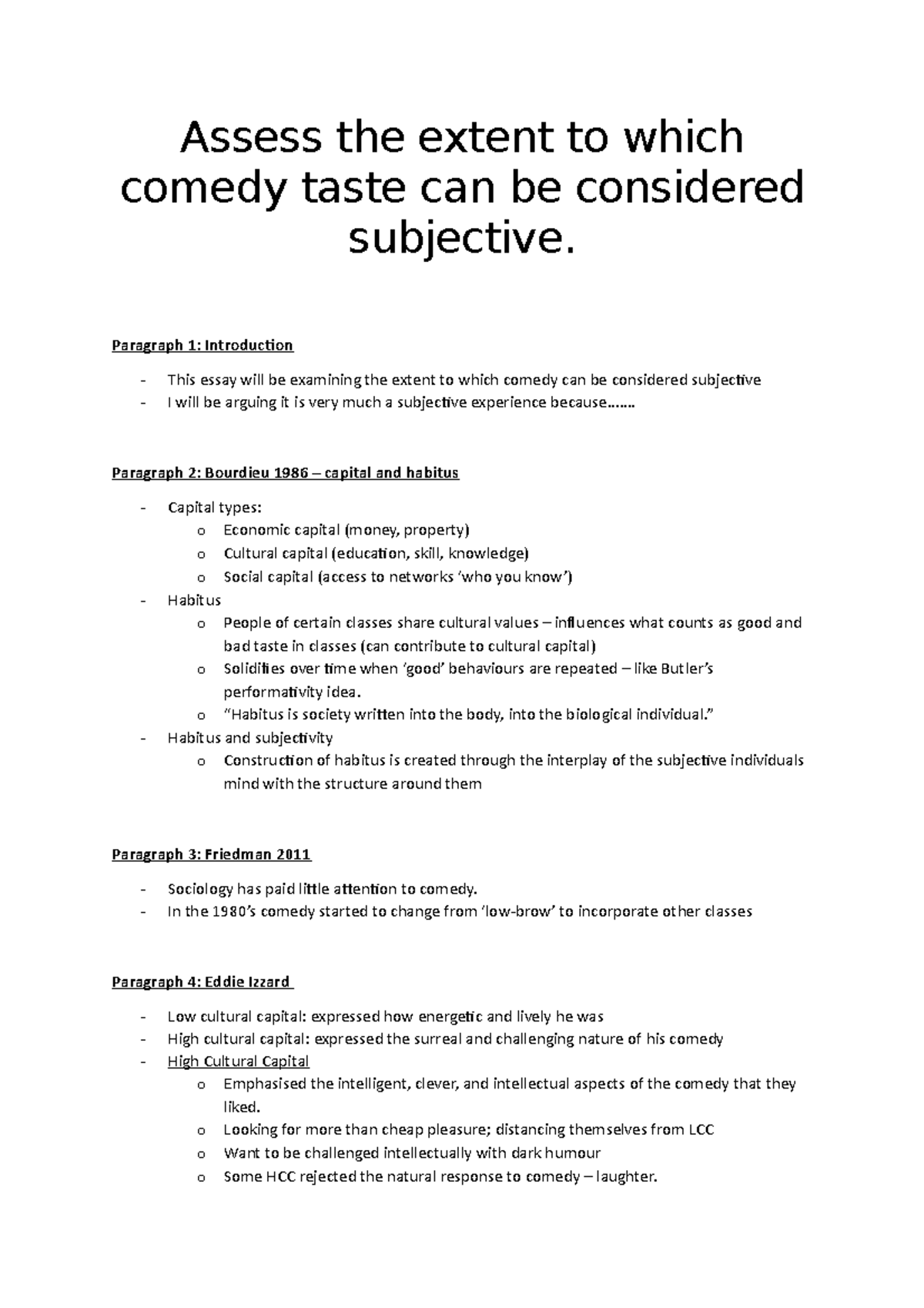 Question 2 - Assess the extent to which comedy taste can be considered ...