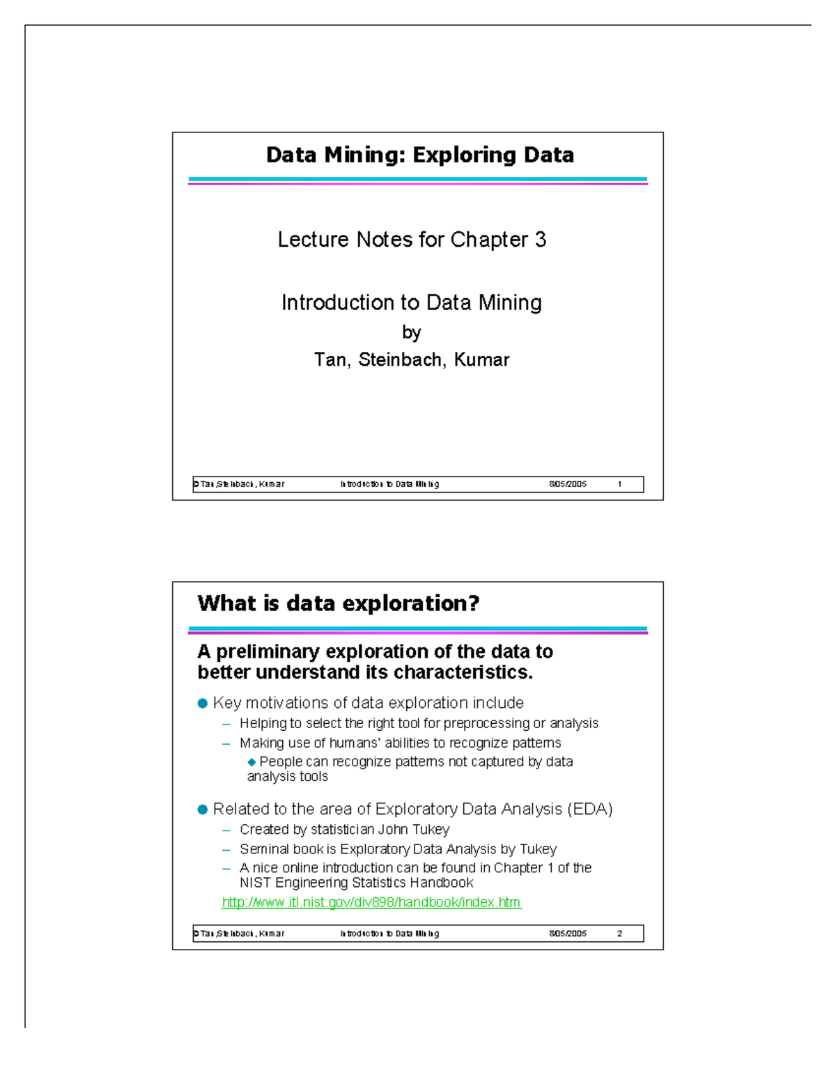 Chap3 data exploration - © Tan,Steinbach, Kumar Introduction to Data Mining 8/05/2005 1 Data ...