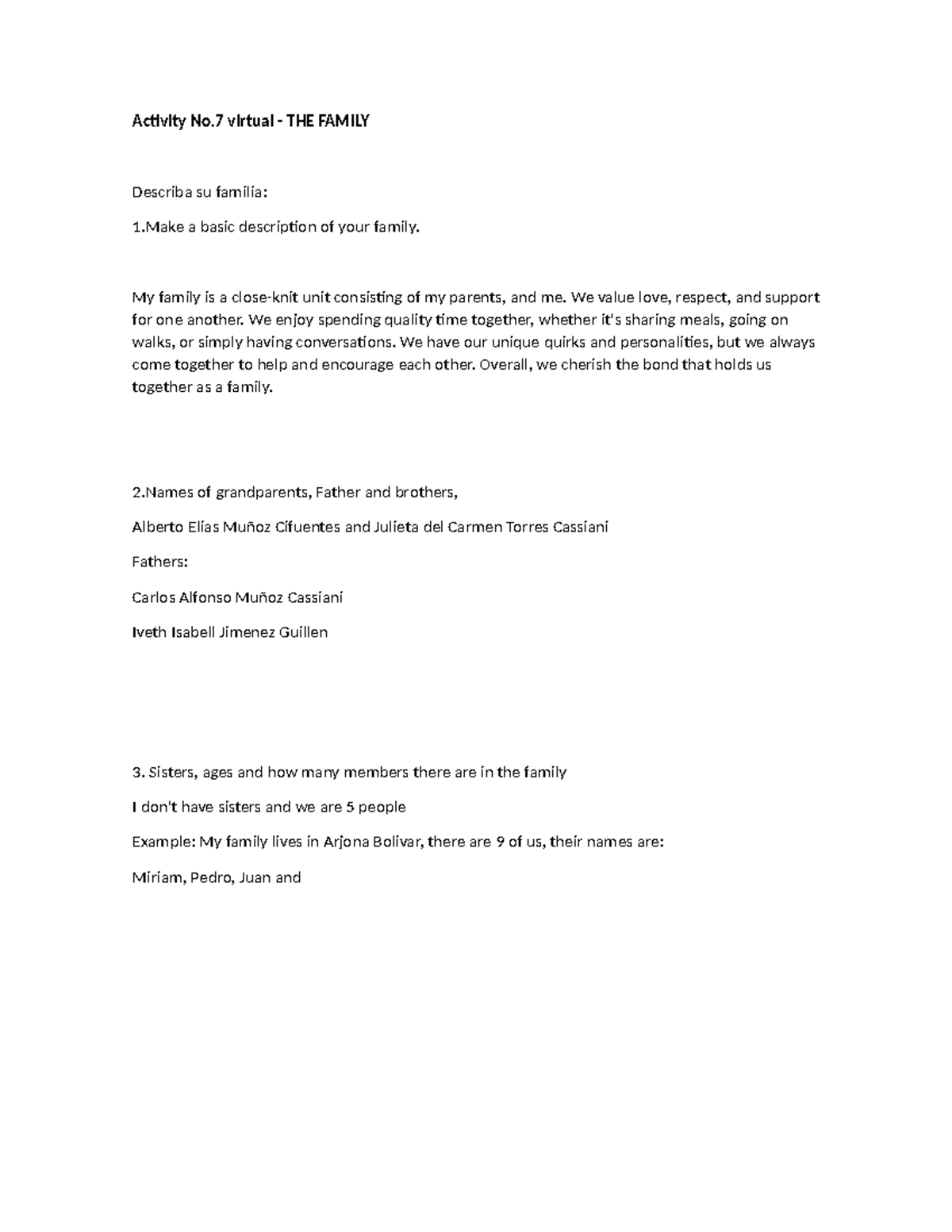 Activity No 7 INGLES SENA - Activity No virtual - THE FAMILY Describa ...