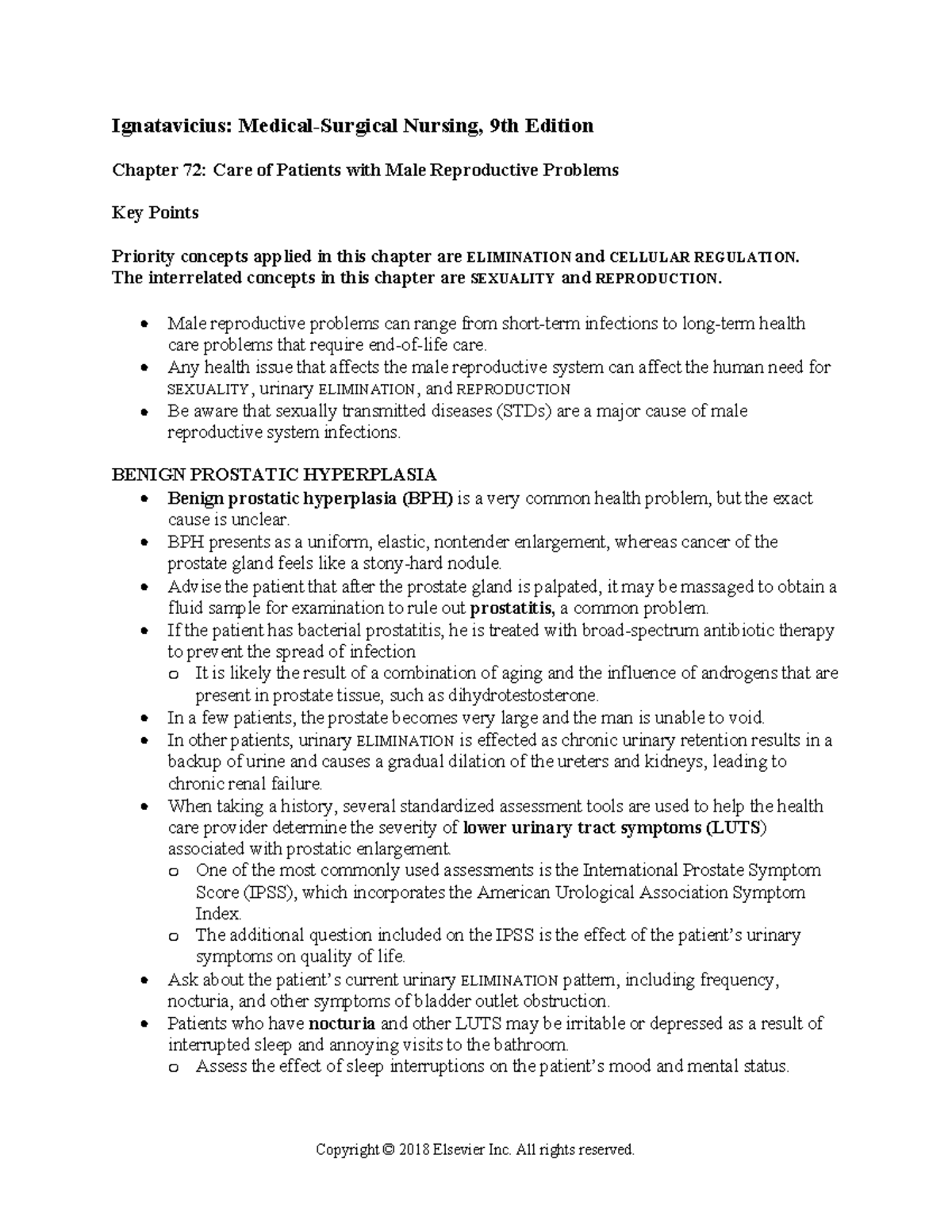 Key Points Care of Patients with Male Reproductive Problems ...