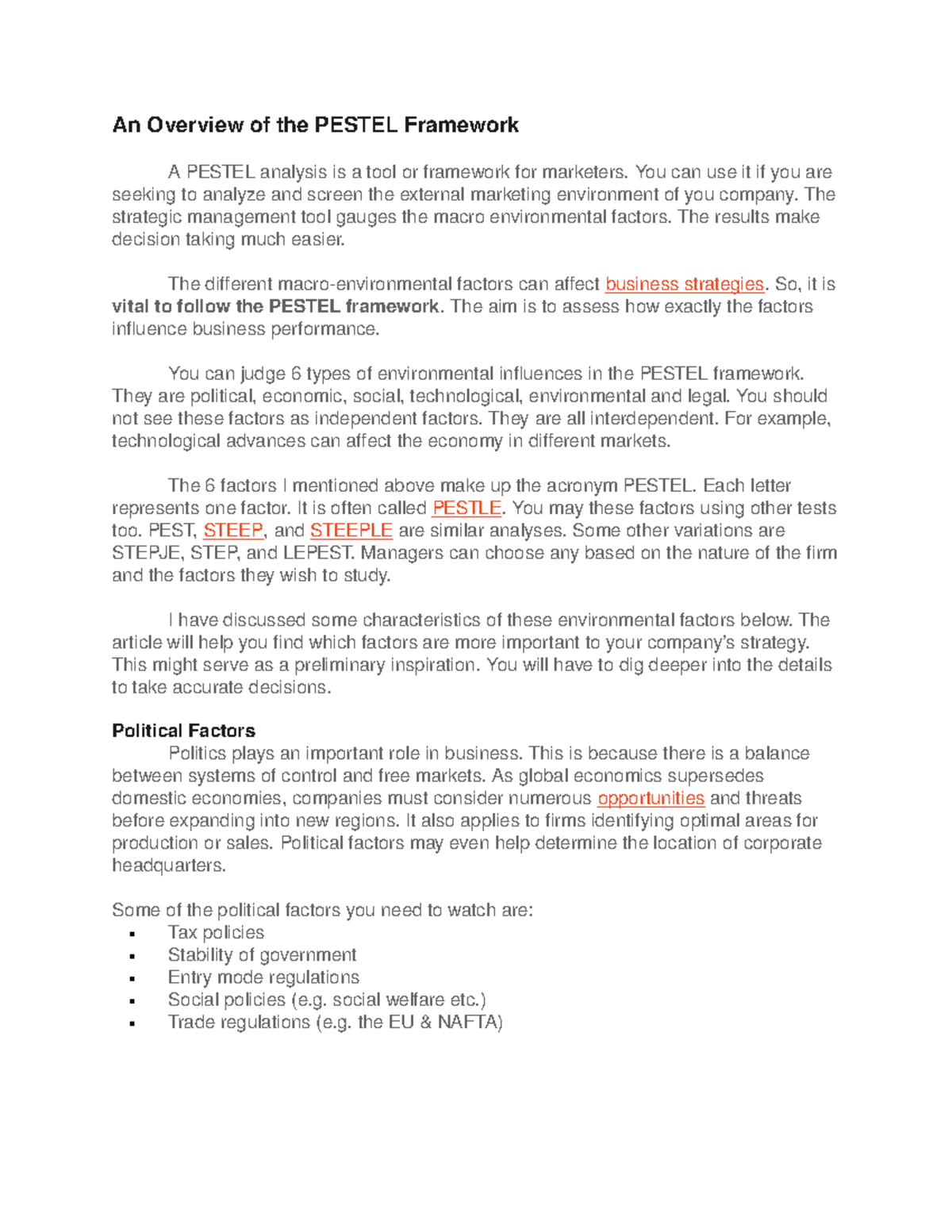 Pestel analysis - An Overview of the PESTEL Framework A PESTEL analysis ...