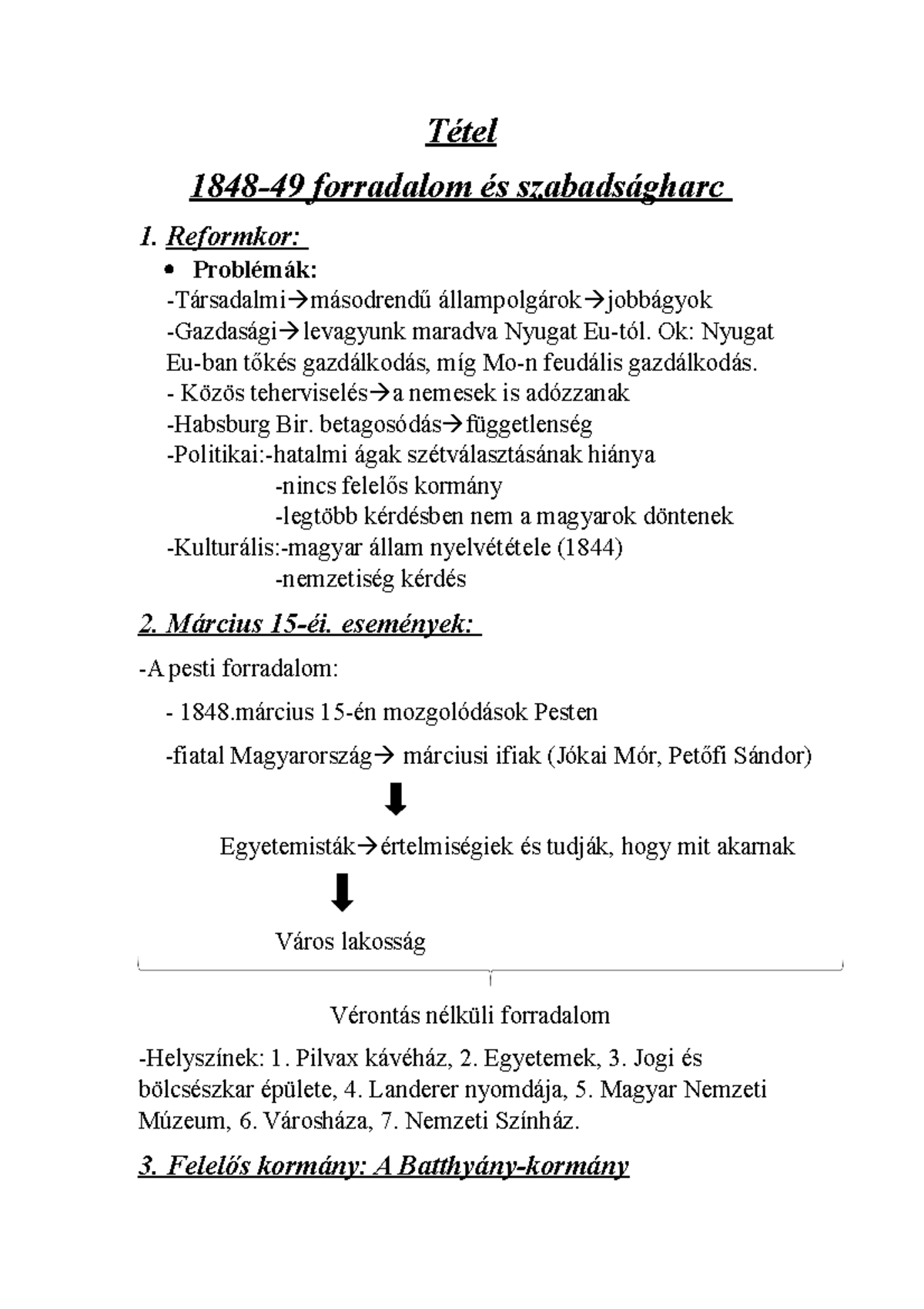 1848-49 forradalom és szabadság harc tétel - Tétel 1848-49 forradalom és szabadságharc 1 ...