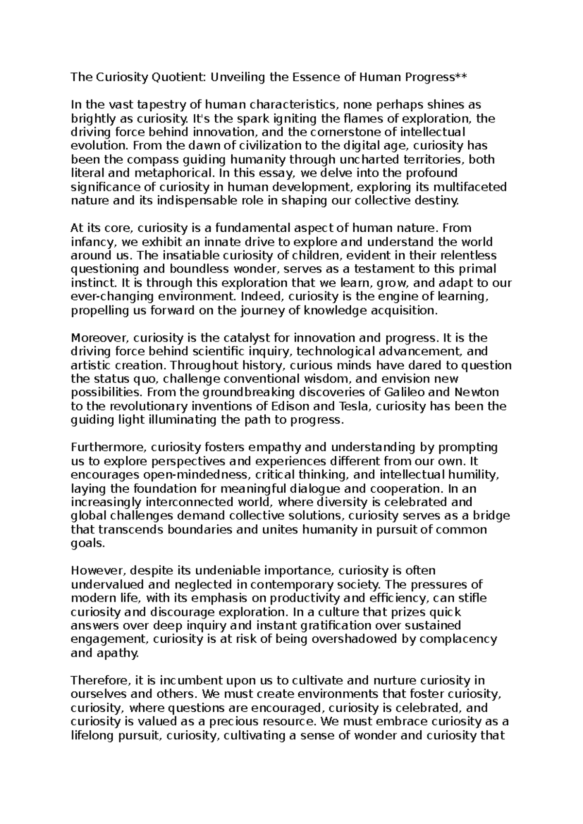 The Curiosity Quotient- Unveiling the Essence of Human Progress - It's ...