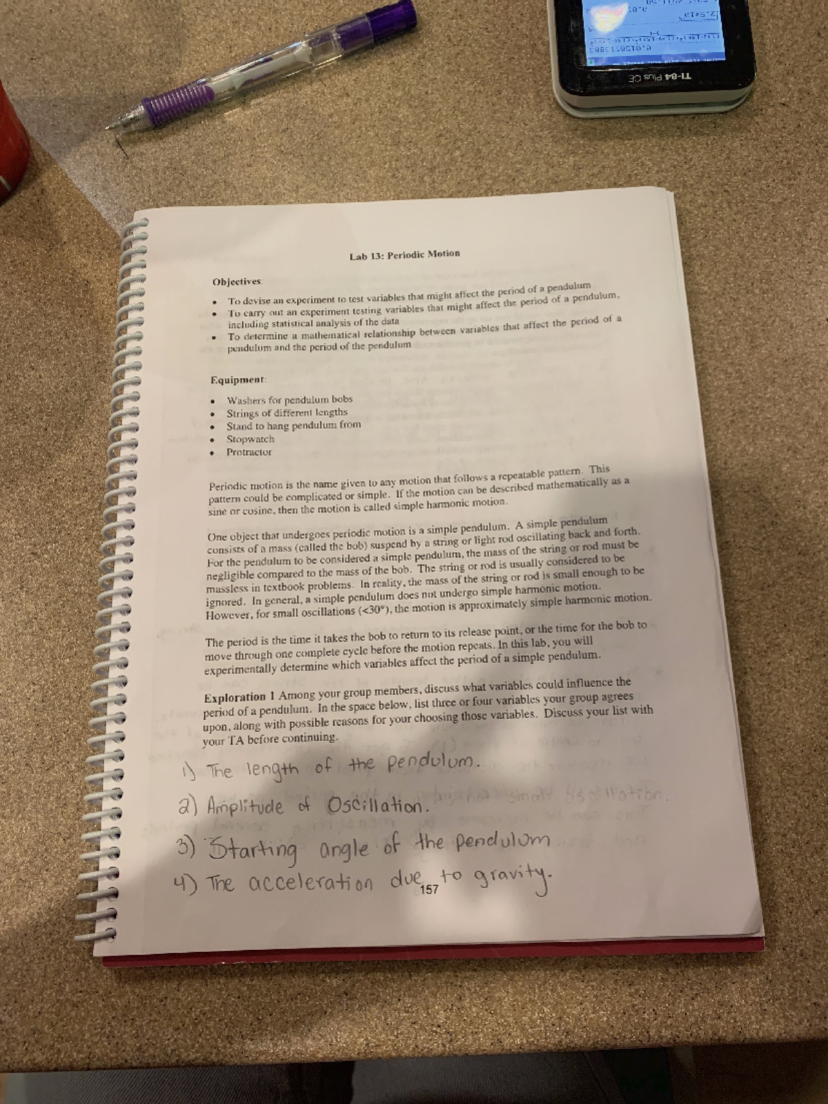 Periodic Motion Lab - 30 snid Lab 13: Periodic Motion Objectives: To To ...