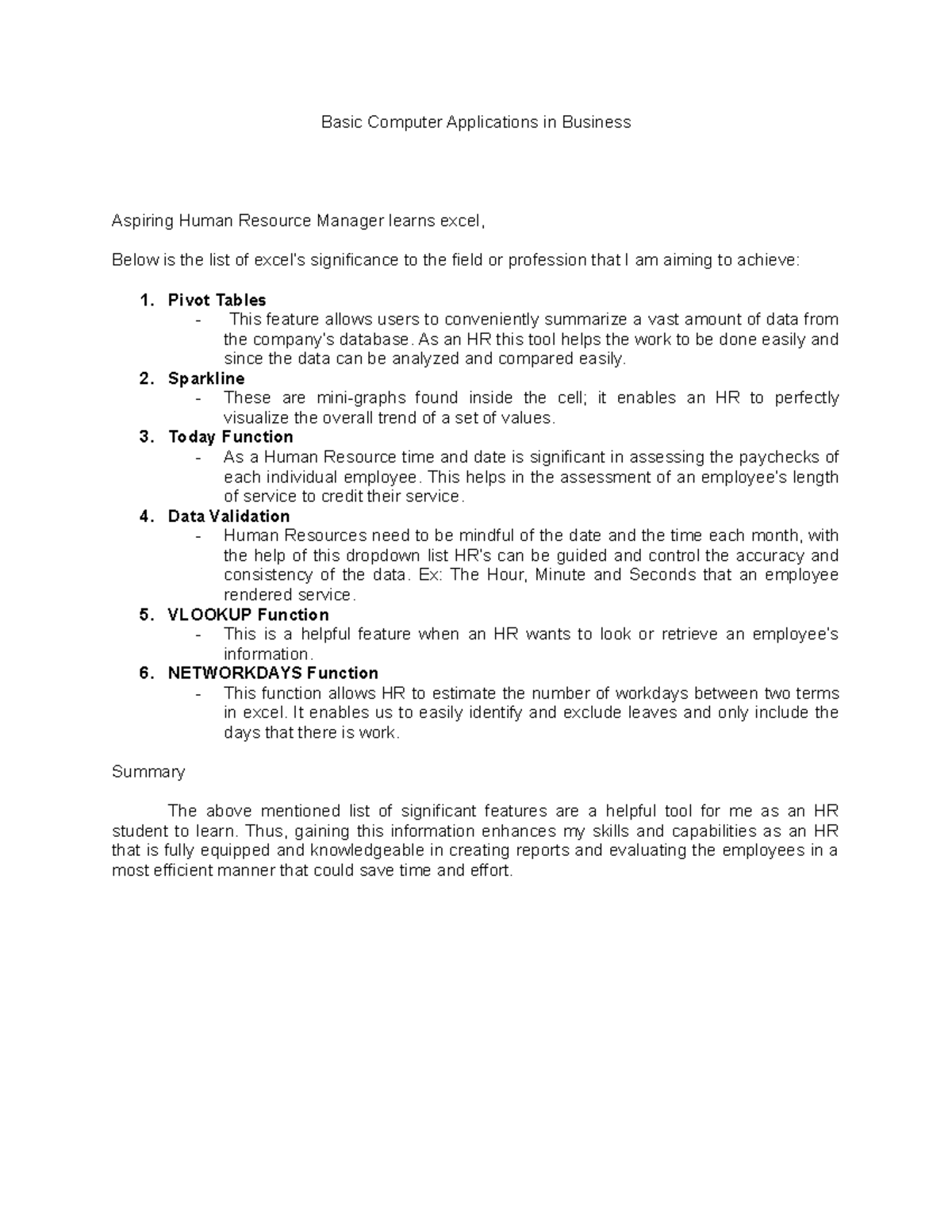 Basic Comp. BA 195 - Basic Computer Applications in Business Aspiring ...