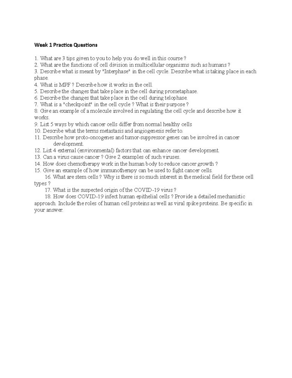 Week 1 Practice Questions - Week 1 Practice Questions What are 3 tips ...