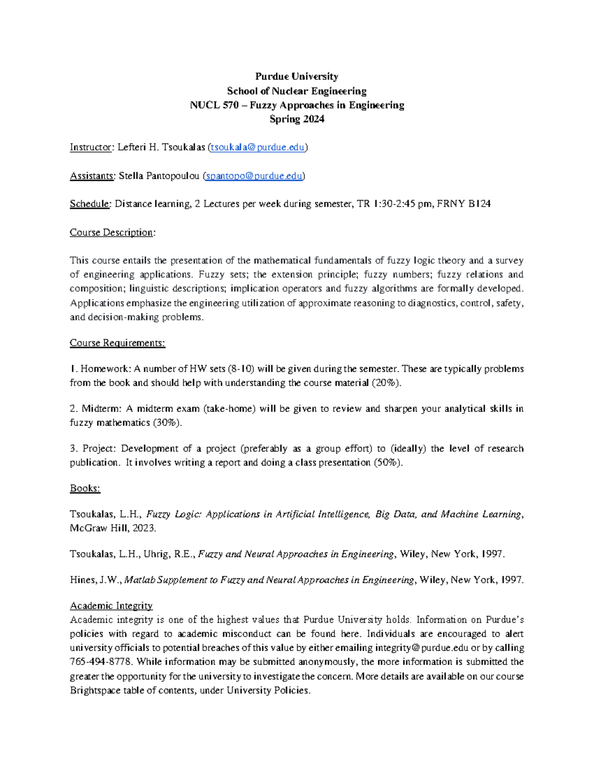 NUCL 570 syllabus - Purdue University School of Nuclear Engineering ...