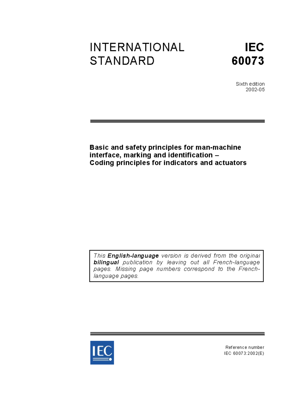 IEC60073 - Norma IEC - Basic and safety principles for man-machine ...