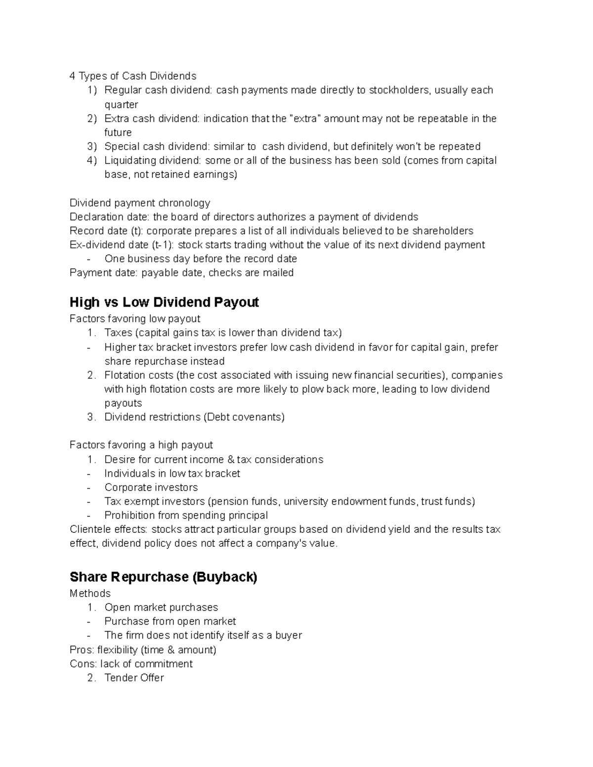 Chapter 14 - 4 Types of Cash Dividends 1) Regular cash dividend: cash ...