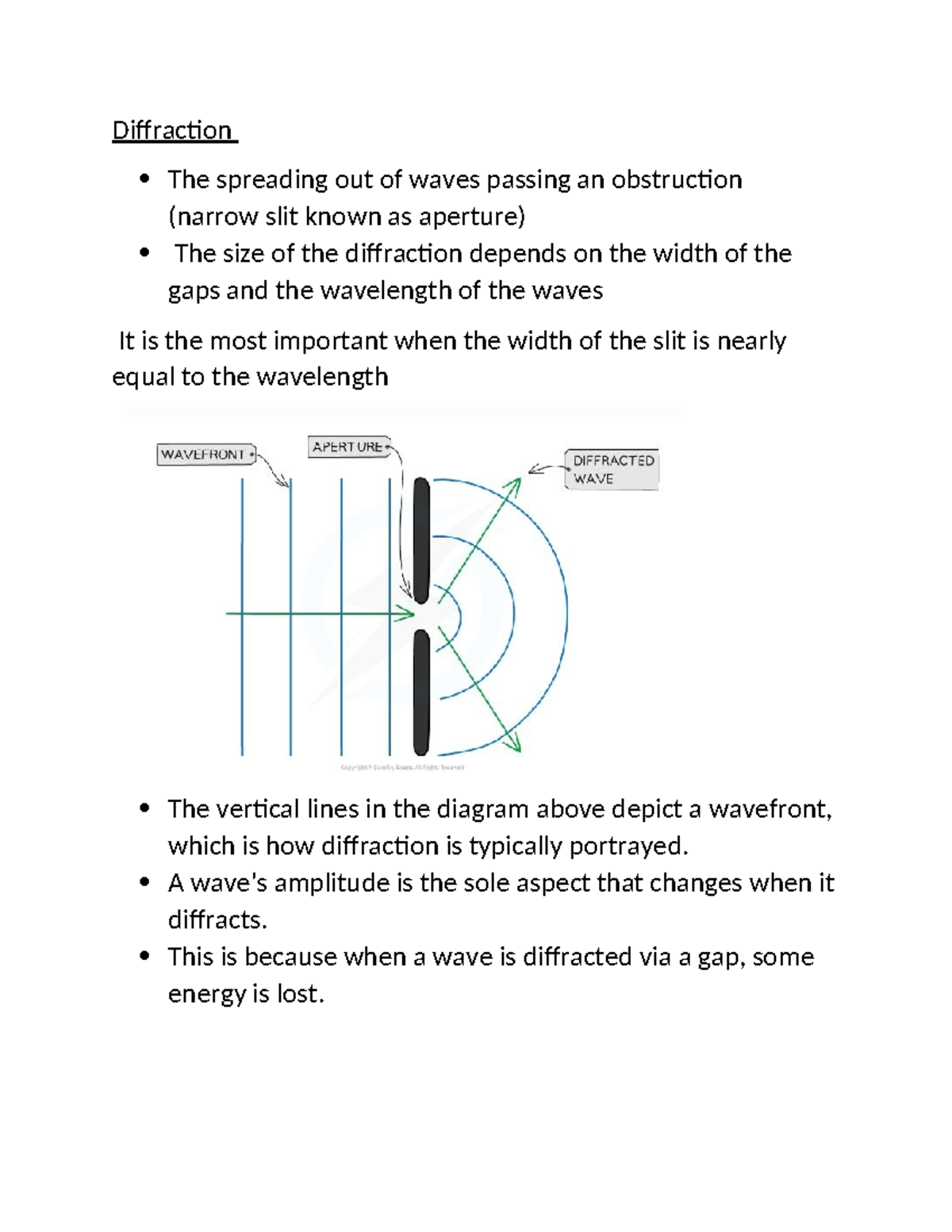 Diffraction - A wave's amplitude is the sole aspect that changes when ...