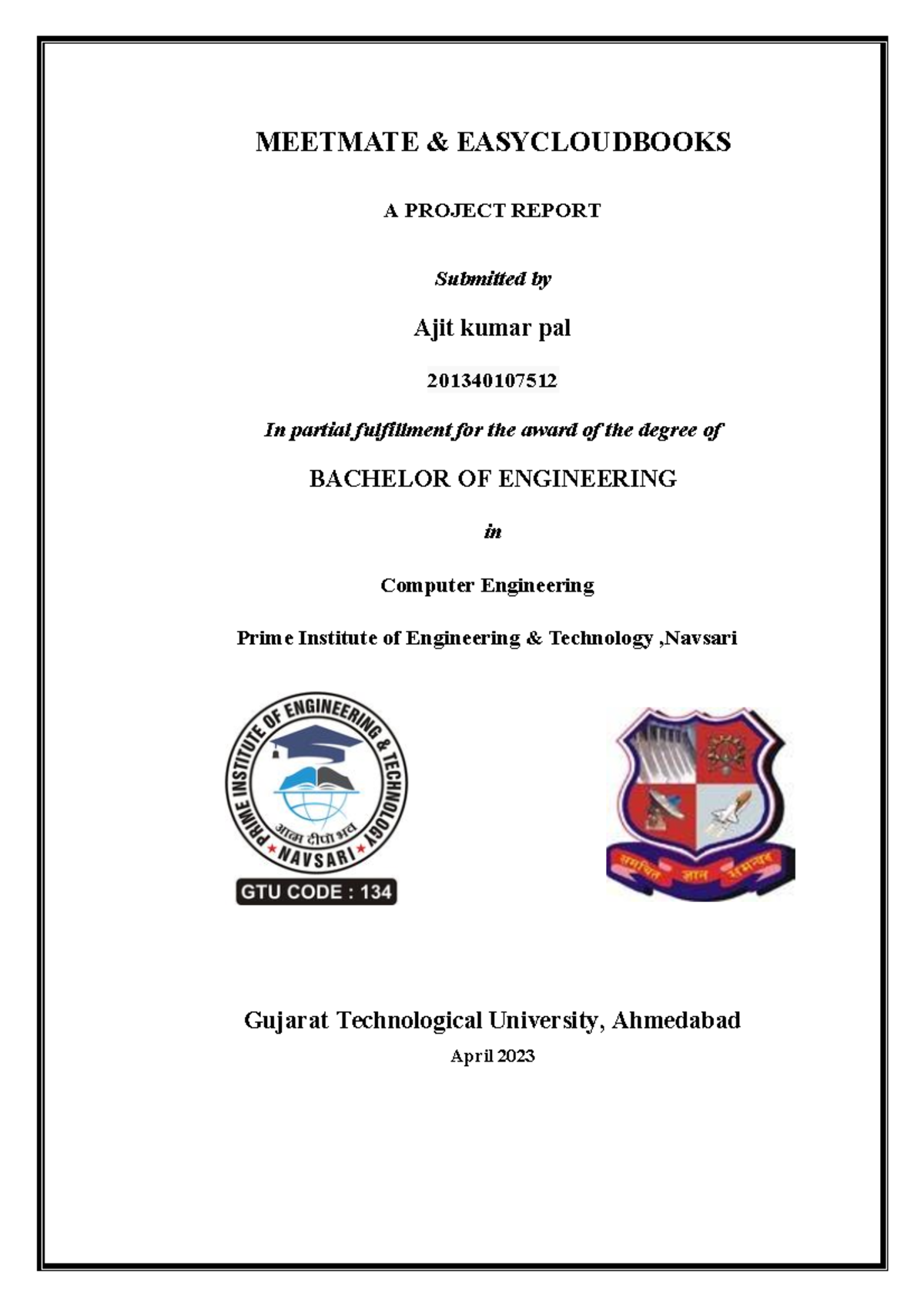 Final 8semproject - this is report for the 8 sem project - MEETMATE ...