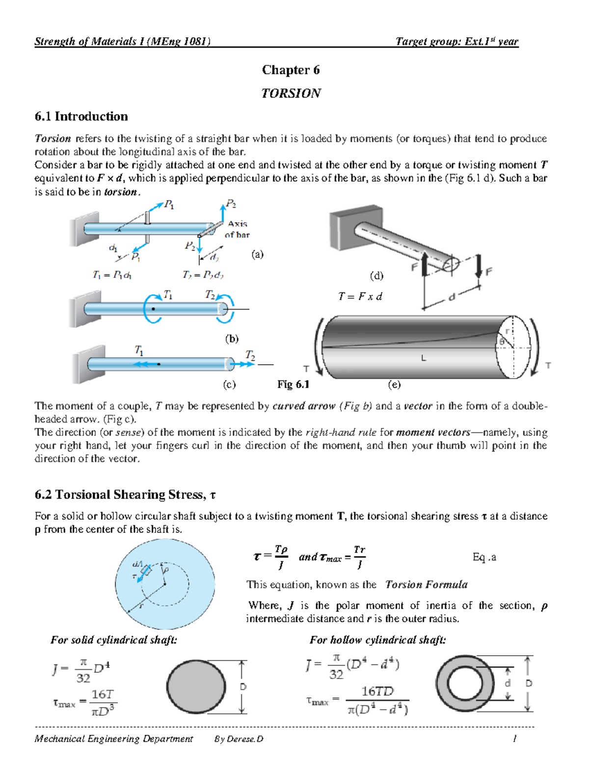 Chapter 6 Ext - for regular - Chapter 6 TORSION 6 Introduction Torsion ...