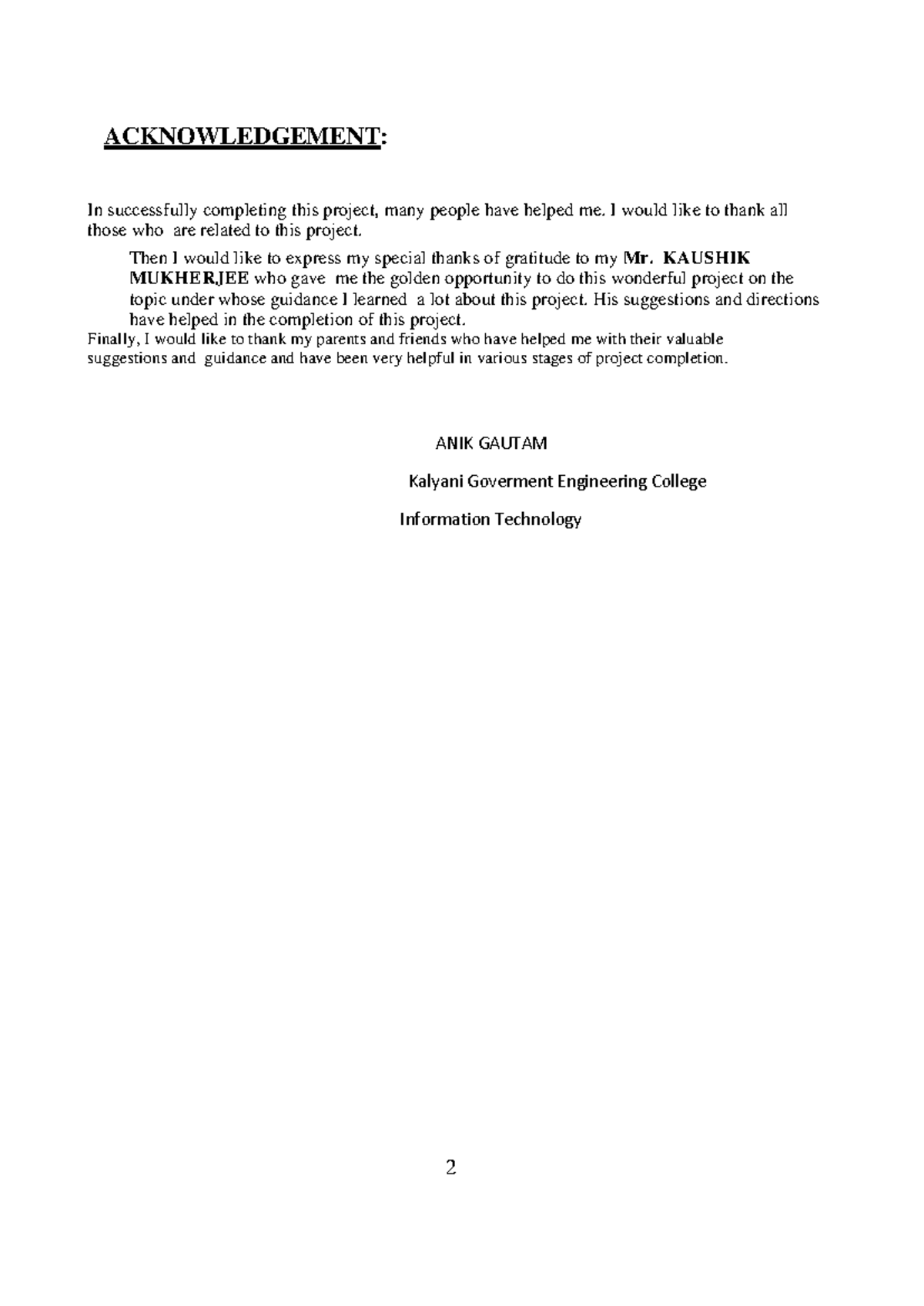 CA2-Reports on Compiler Design Topics 58 - ACKNOWLEDGEMENT: In ...