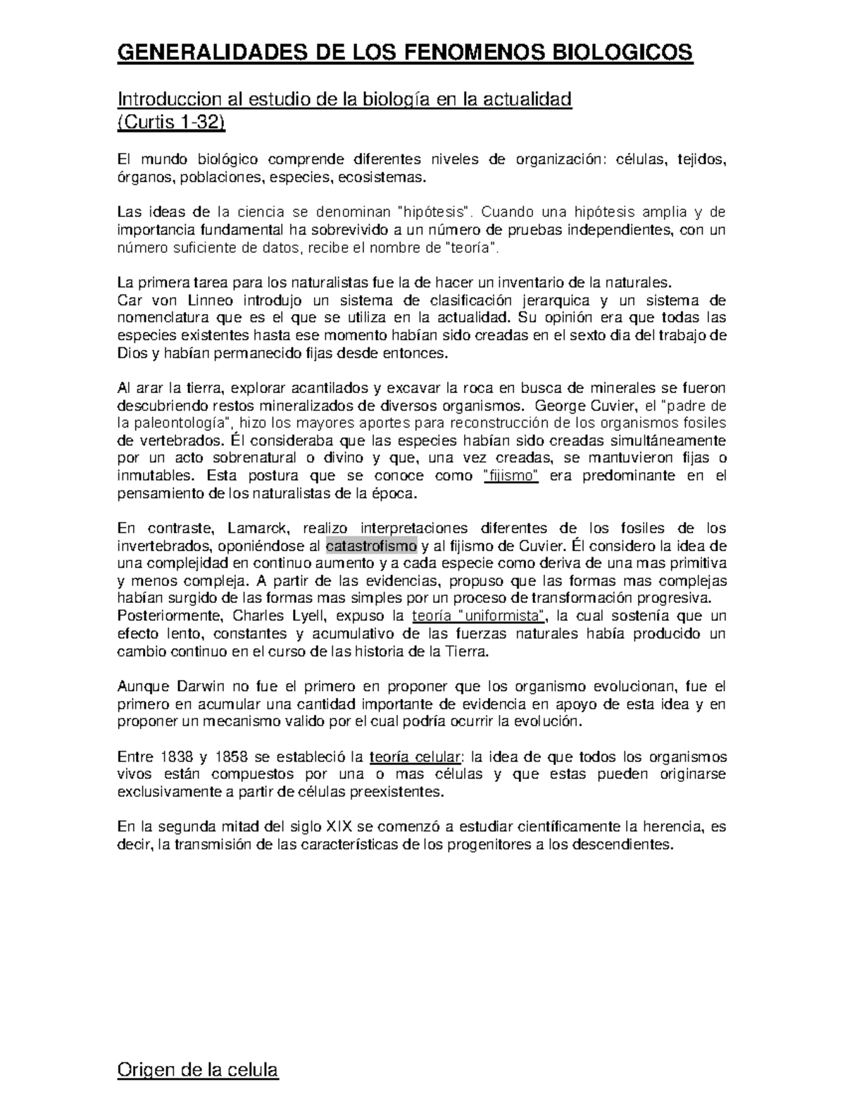 Resumen DE Biología - GENERALIDADES DE LOS FENOMENOS BIOLOGICOS ...