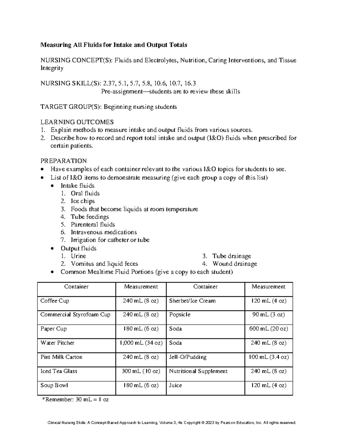 Ch05 Measuring Fluids for I O - Clinical Nursing Skills: A Concept ...