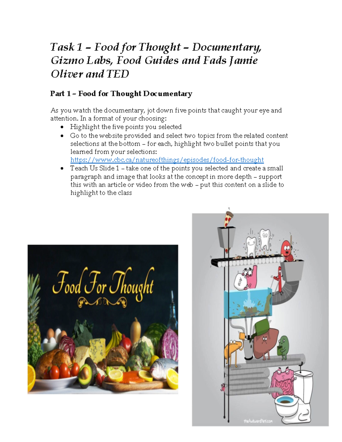 Task 1 Digestion Winter 2024-25 - Task 1 – Food for Thought ...