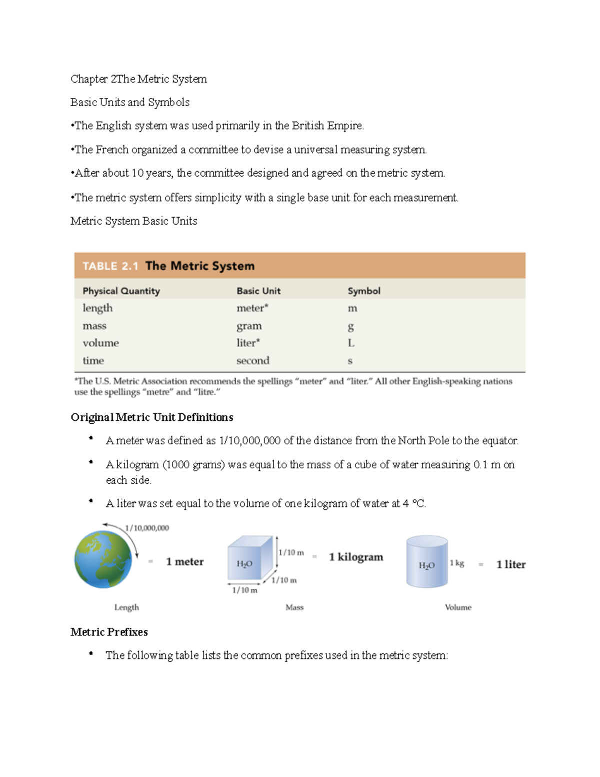 Chapter 2The Metric System - Chapter 2The Metric System Basic Units and ...