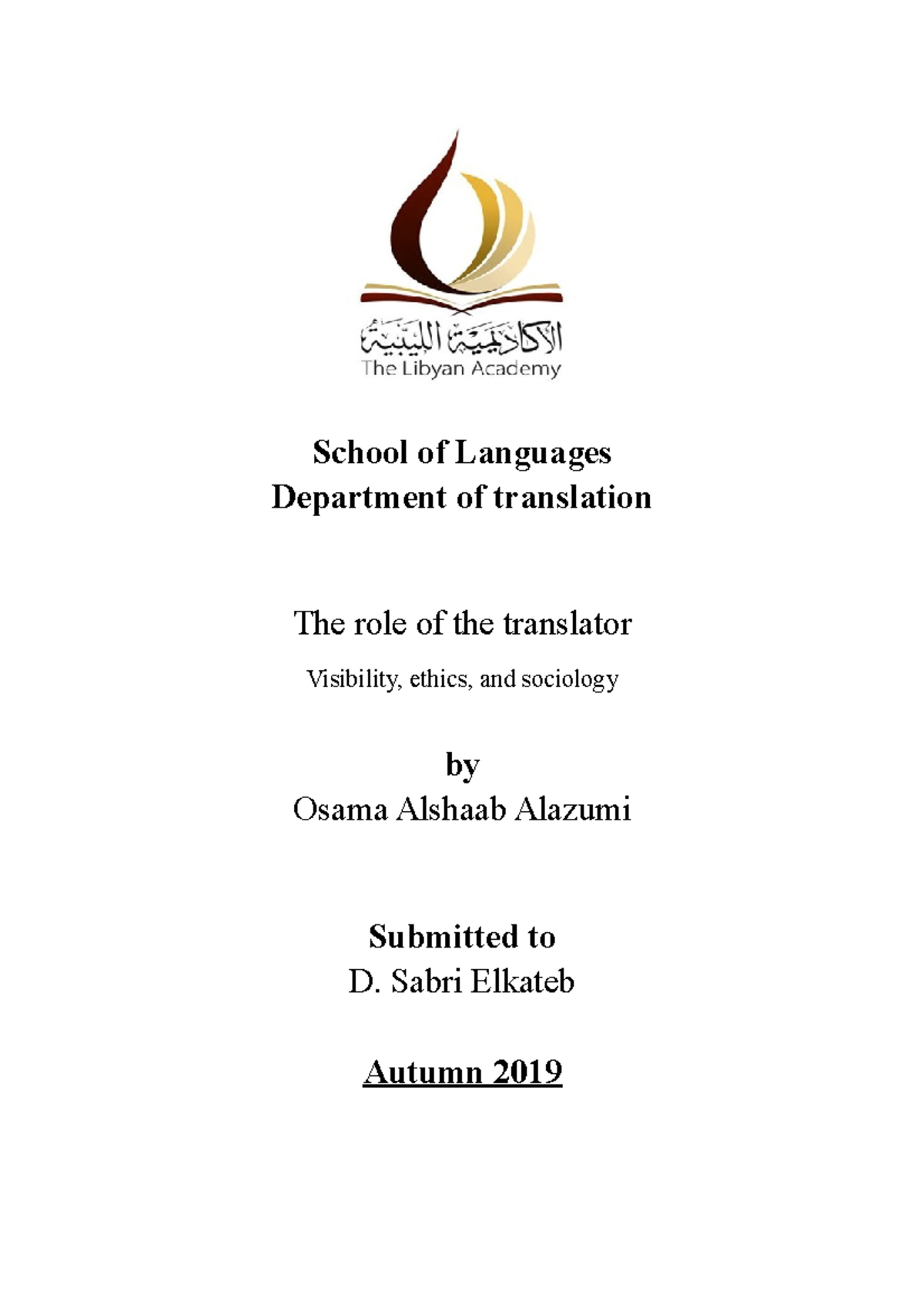 The role of the translator(ch - School of Languages Department of ...