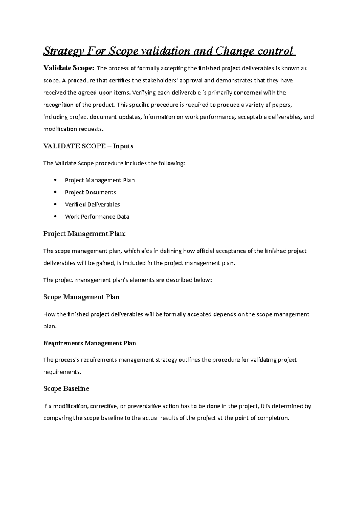 Scope validation and Change controlkp (1) - Strategy For Scope ...