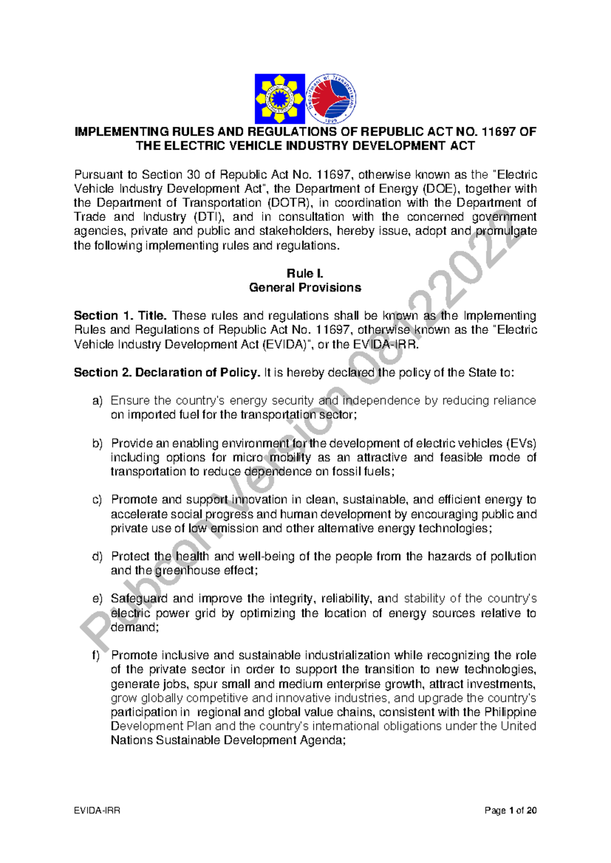 Evida Law - IMPLEMENTING RULES AND REGULATIONS OF REPUBLIC ACT NO ...