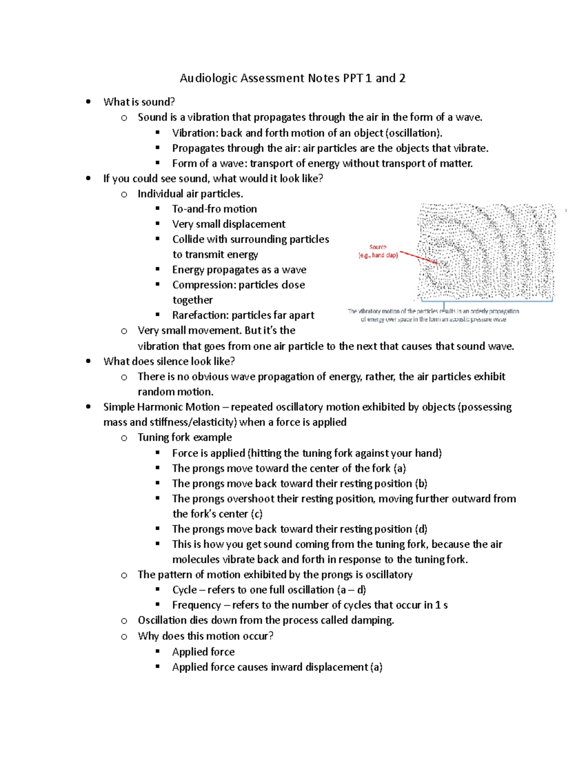 AA Notes Exam 1 - Audiologic Assessment Notes PPT 1 and 2 What is sound ...
