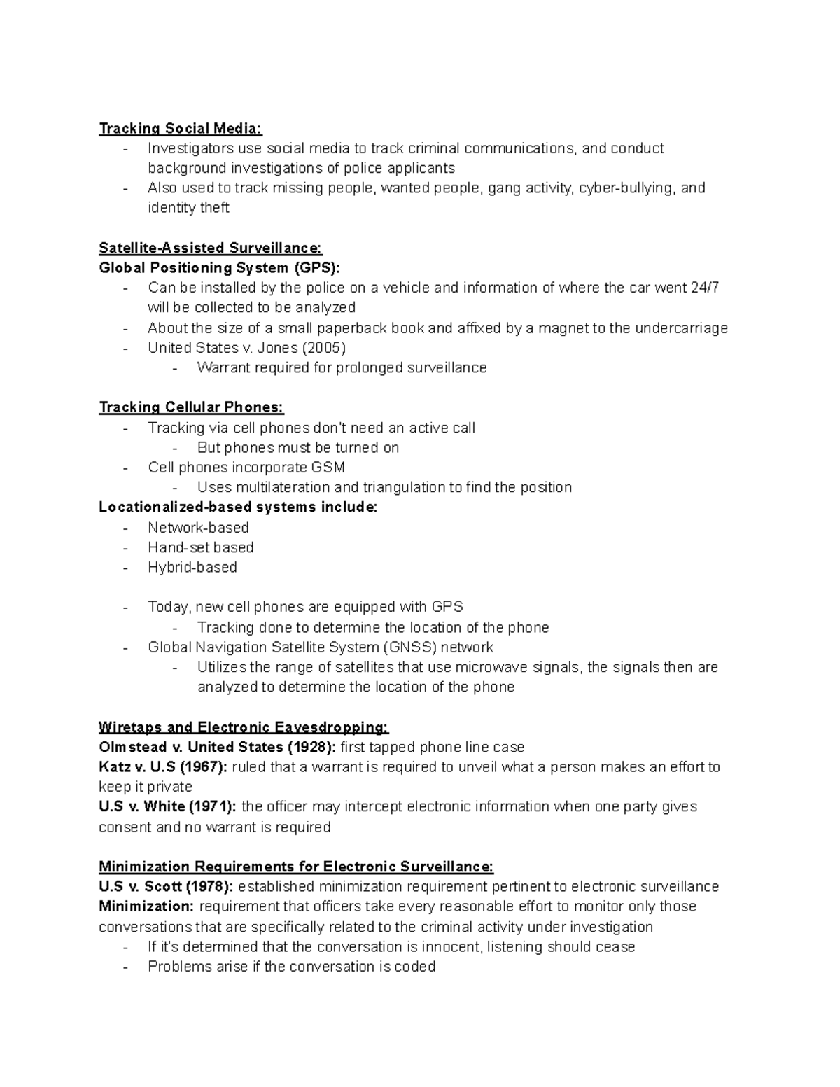 CJST 7 - notes - Tracking Social Media: - Investigators use social ...