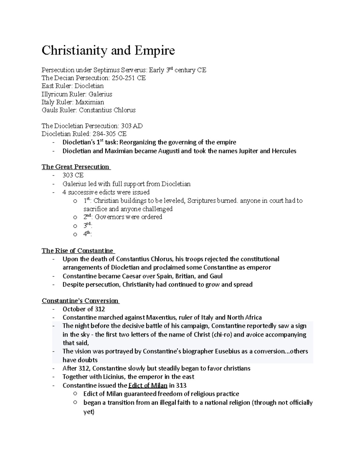 Christian heritage unit 1 Christianity and Empire - Christianity and ...