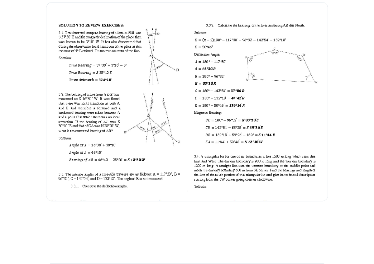 Module-3-answers-fos compress - SOLUTION TO REVIEW EXERCISES: The observed compass bearing of a ...