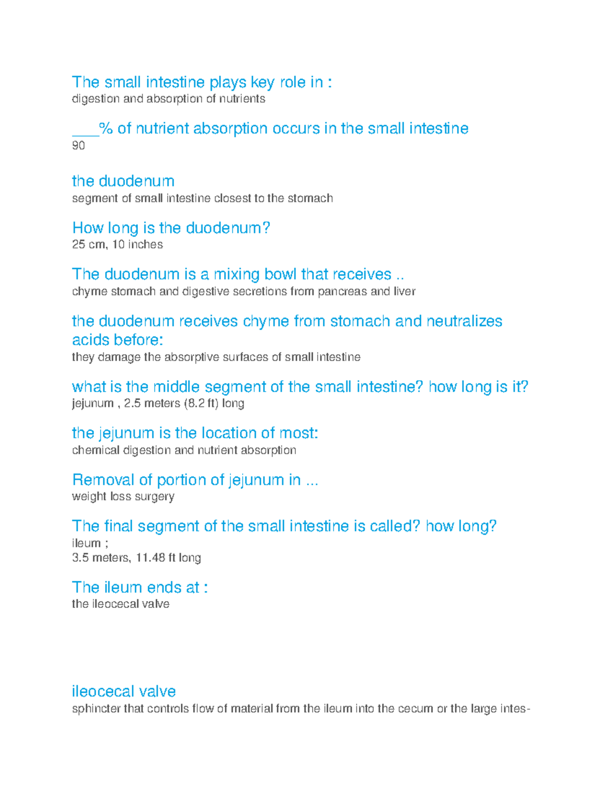 The Intestinal Track lecture notes - The small intestine plays key role ...
