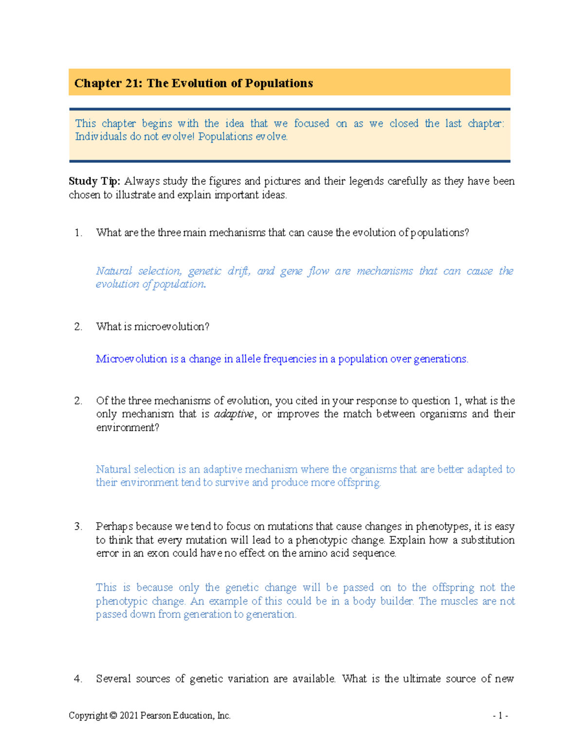 Daniel Philip Guided Reading Ch - Chapter 21: The Evolution of ...