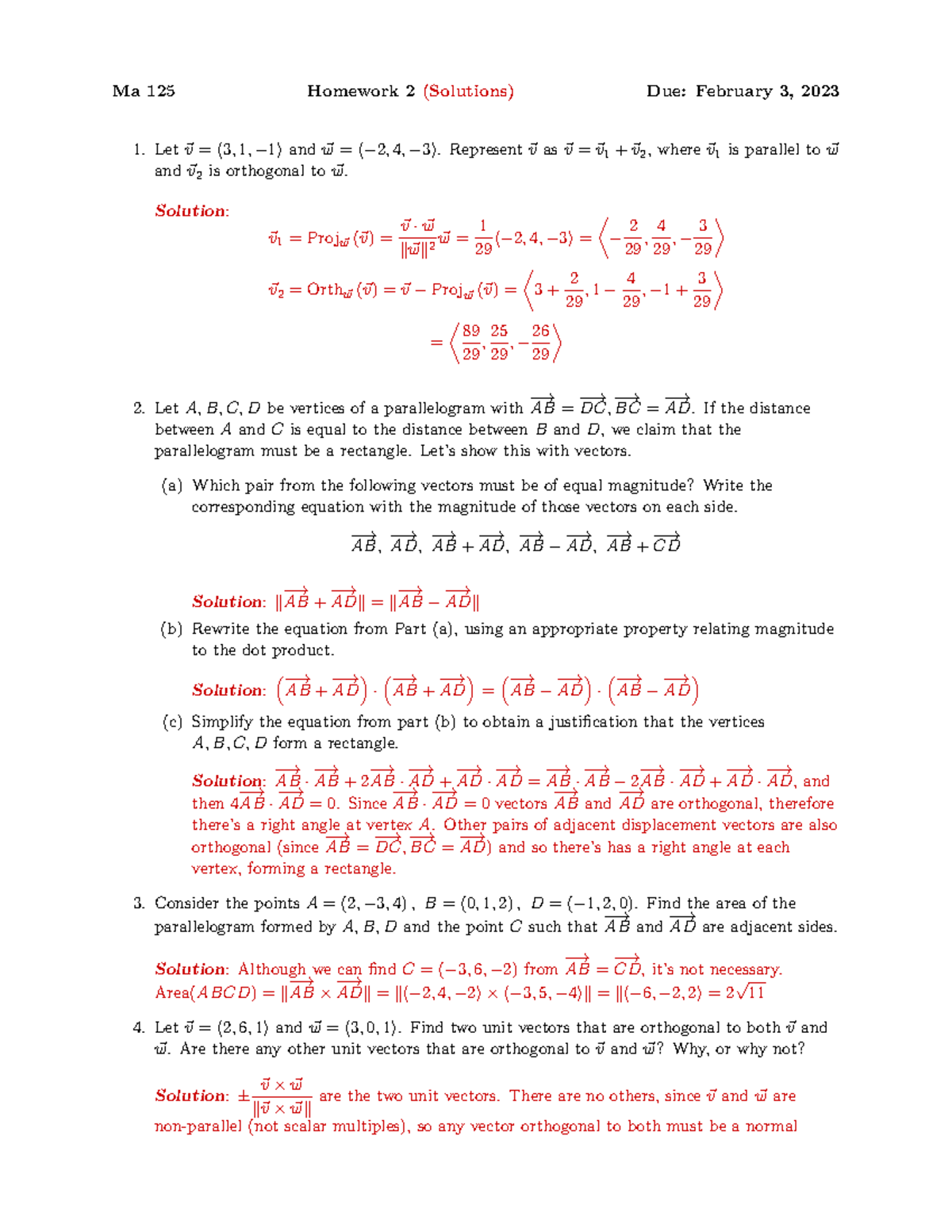 Ma125 23S1 HW2 sol - Professor: Denis Serbin - Ma 125 Homework 2 (Solutions) Due: February 3 ...