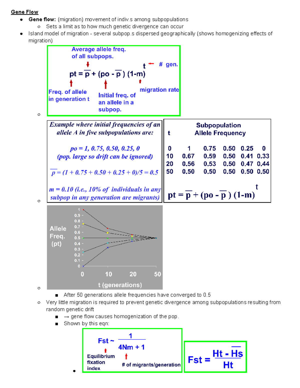 3/9 Lecture Notes - Gene Flow Gene flow: (migration) movement of indiv ...