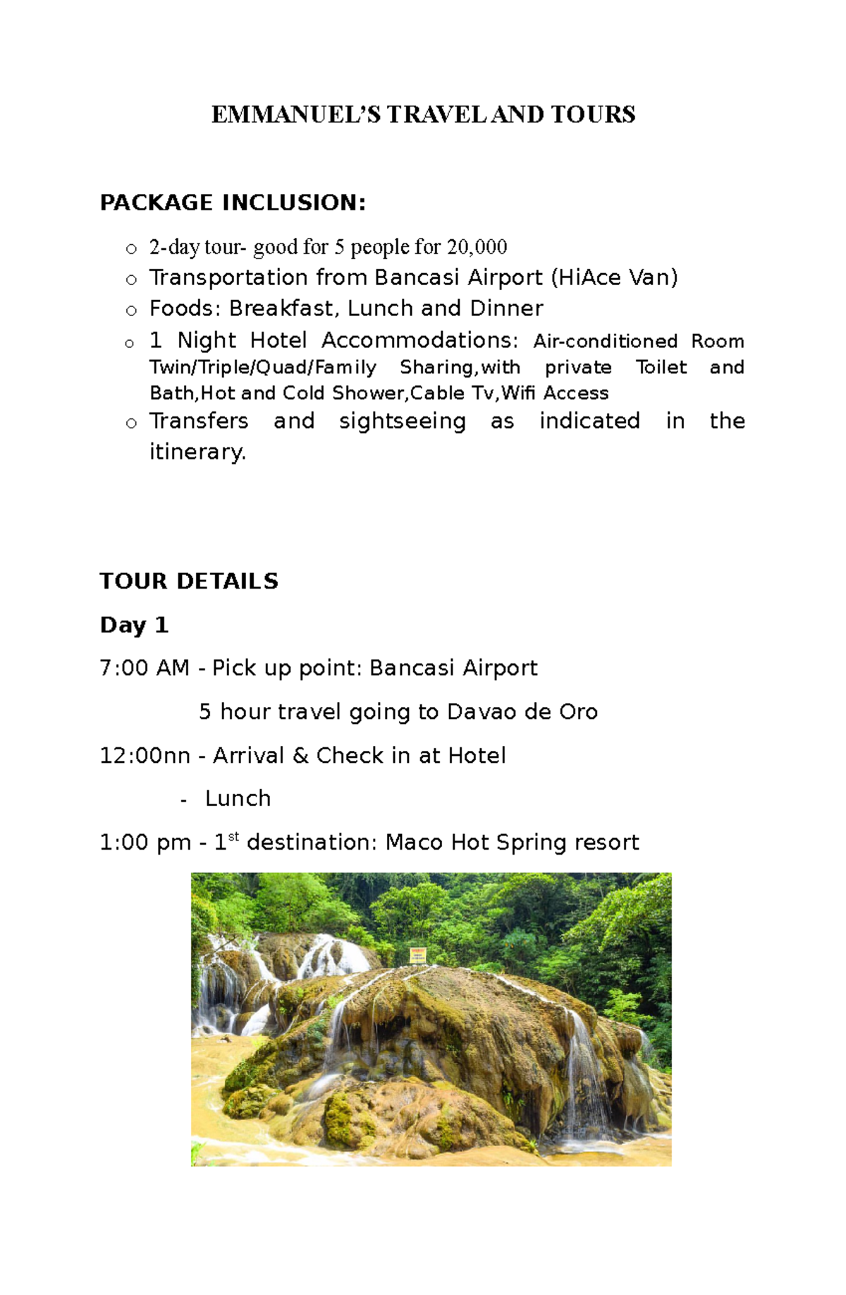 Emmanuel - Travel tours - EMMANUEL’S TRAVEL AND TOURS PACKAGE INCLUSION ...