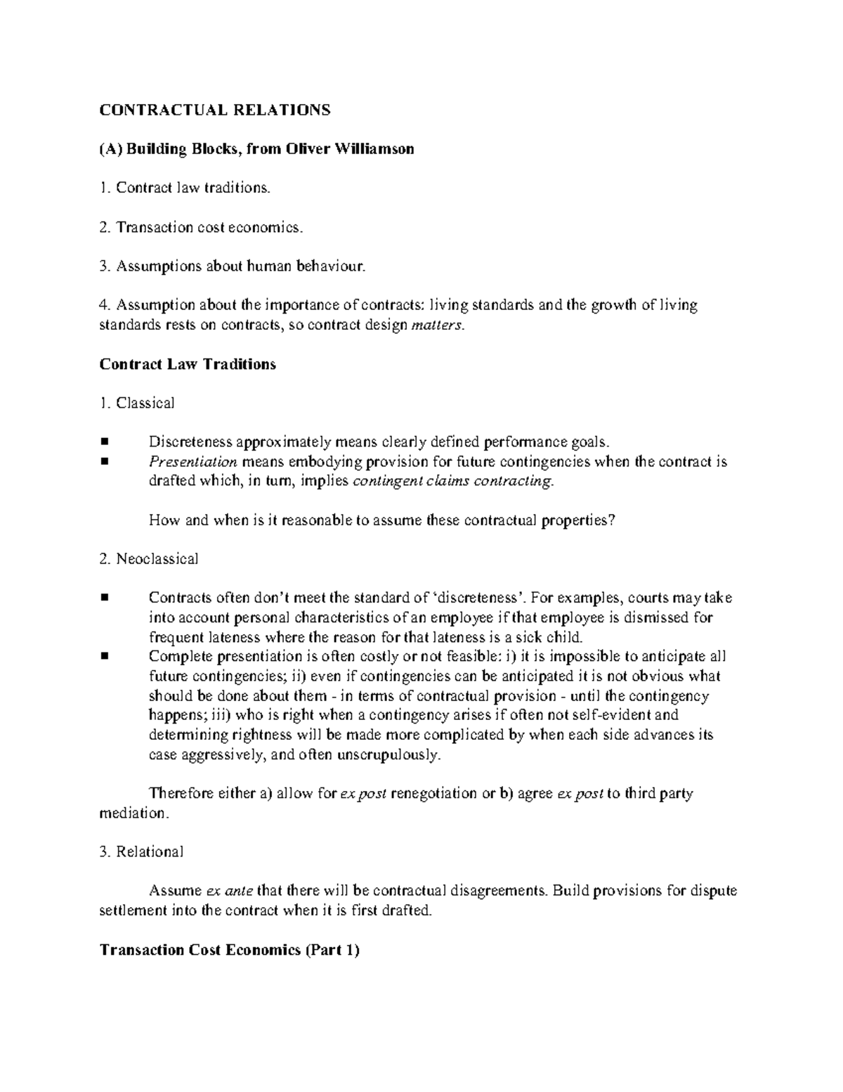 File 3 Contracts - Notes on Topic: Contractual Relations - CONTRACTUAL ...