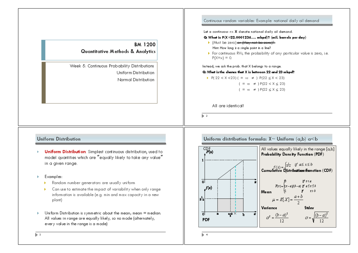 3 Continuous Probability Distributions - BM 1200 Quantitative Methods ...