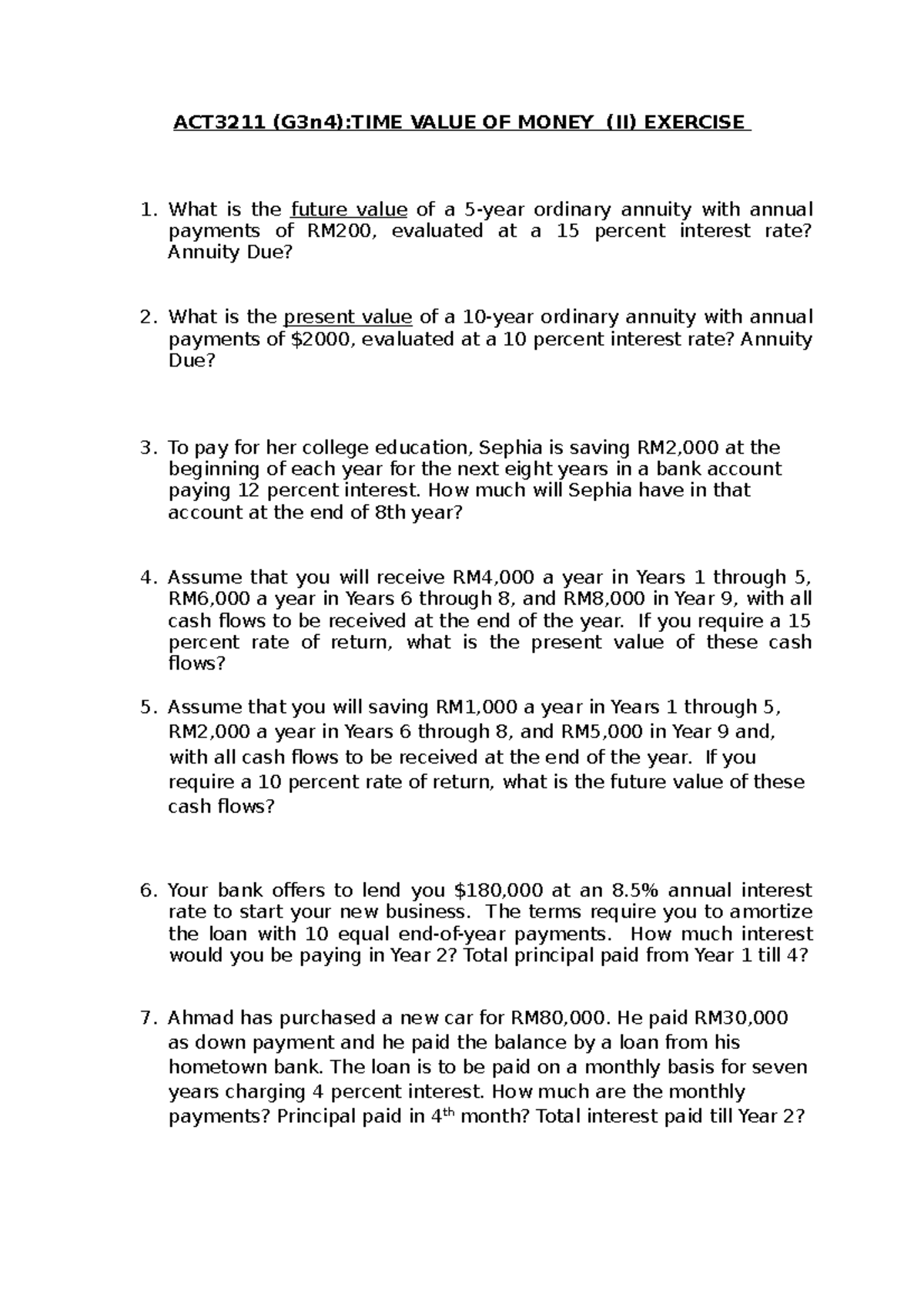 ACT3211 TVM (2) Exercise GRP3 - ACT3211 (G3n4):TIME VALUE OF MONEY (II ...