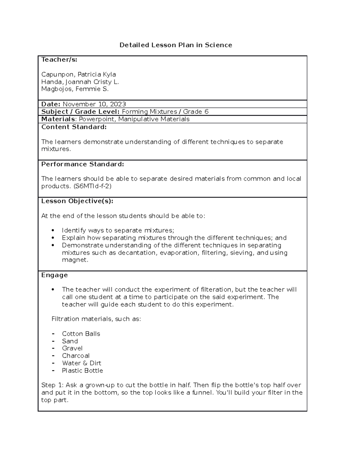 DLP SCI 201 G3 - Detailed lesson plan in Science 201 - Detailed Lesson ...