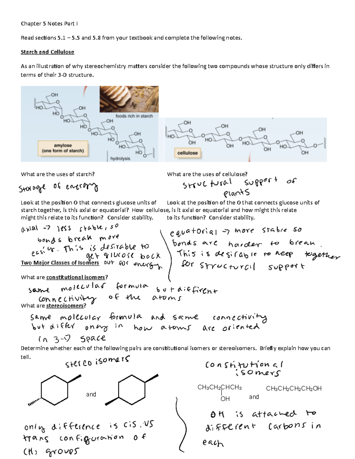 Organic Chemistry Chapter 5 Part 1 Notes - Chapter 5 Notes Part I Read ...